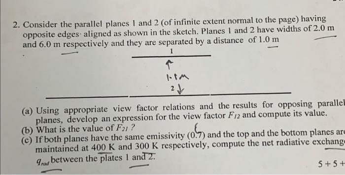 Solved 2. Consider the parallel planes 1 and 2 (of infinite | Chegg.com