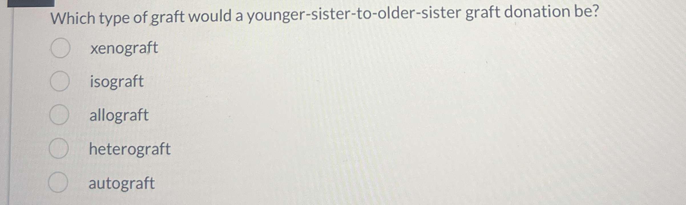 Solved Which type of graft would a | Chegg.com