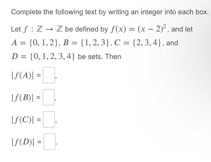 Solved Complete the following text by writing an integer | Chegg.com
