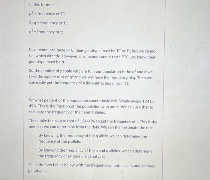 Solved PTC Phenotyping We can do a lot with this little bit | Chegg.com