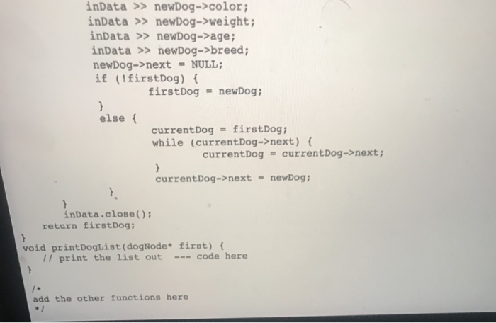 Solved Given the following struc definition" struct dogNode | Chegg.com
