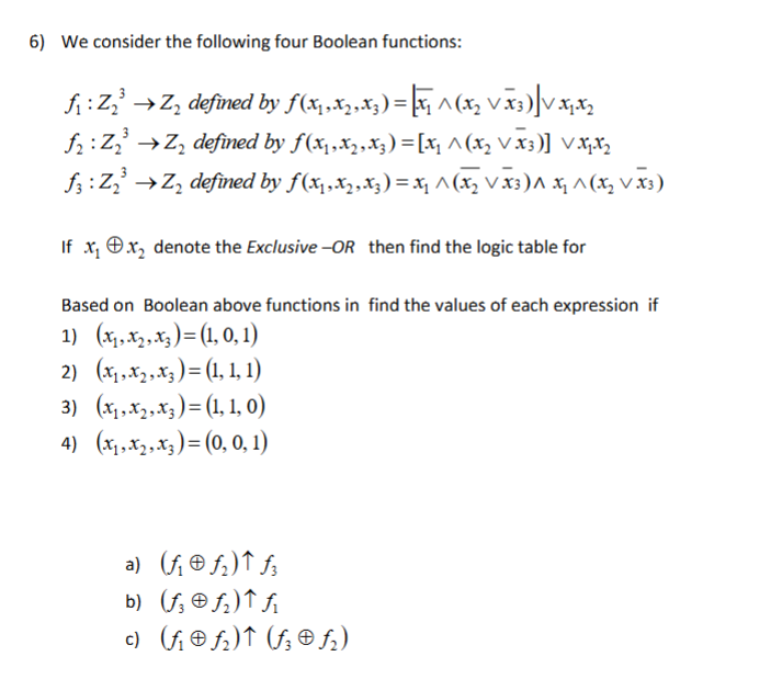 Solved We ﻿consider the following four Boolean | Chegg.com