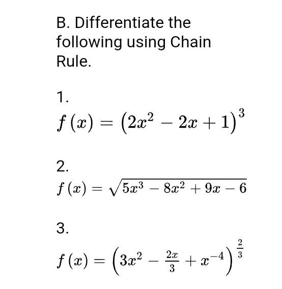 Solved Problem A. Differentiate the following functions | Chegg.com