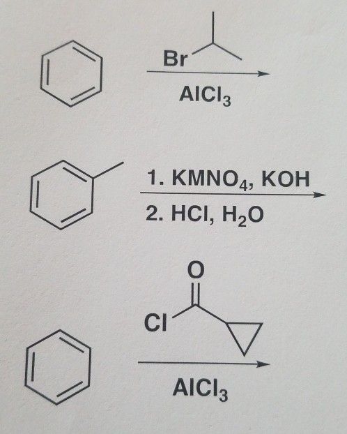 Solved Br AICI: 1. KMNO4, KOH 2. HCI, H2O CI AICI: | Chegg.com