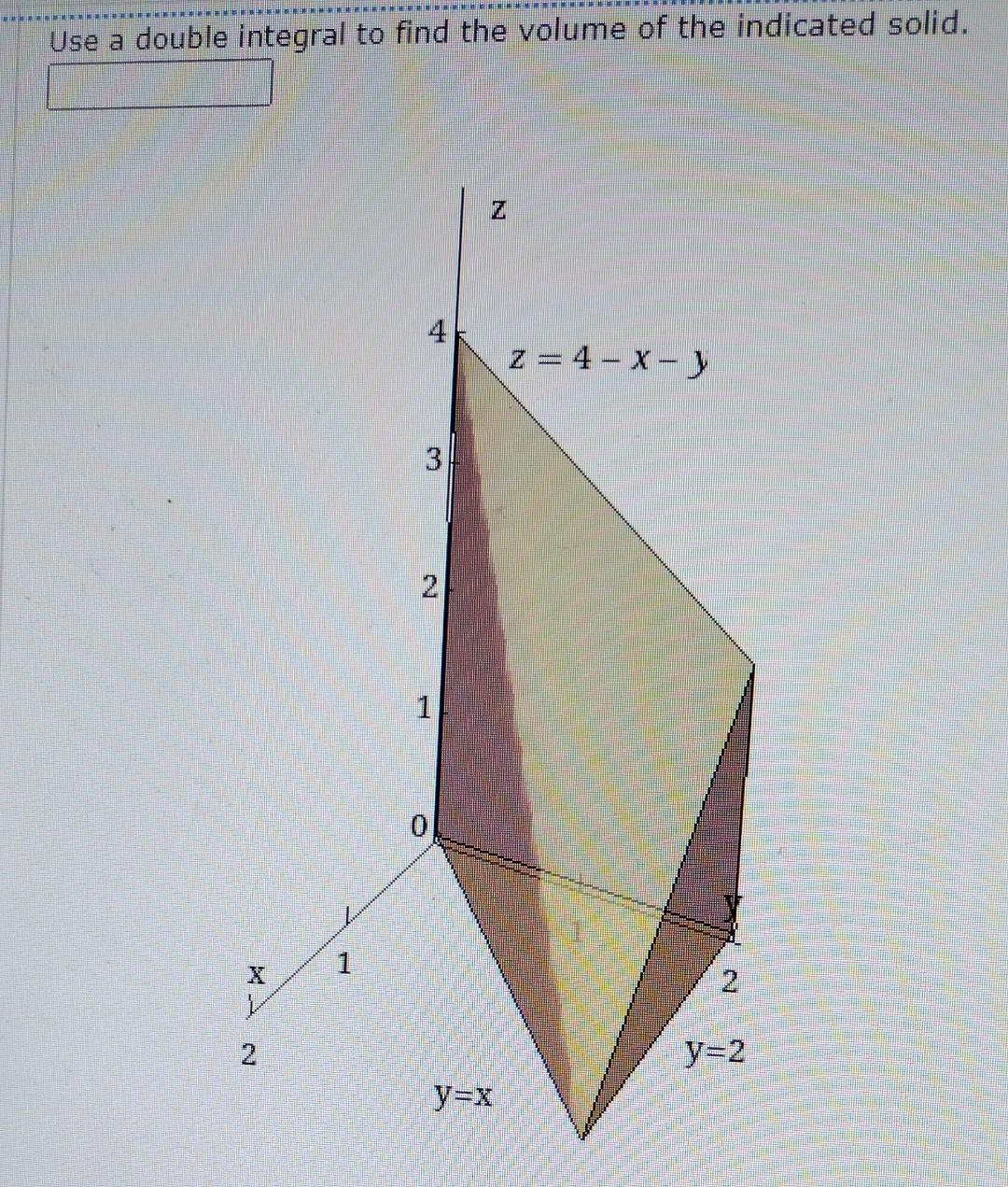 Solved Use a double integral to find the volume of the | Chegg.com