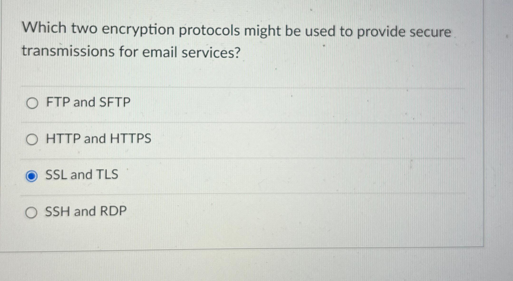 Solved Which two encryption protocols might be used to | Chegg.com
