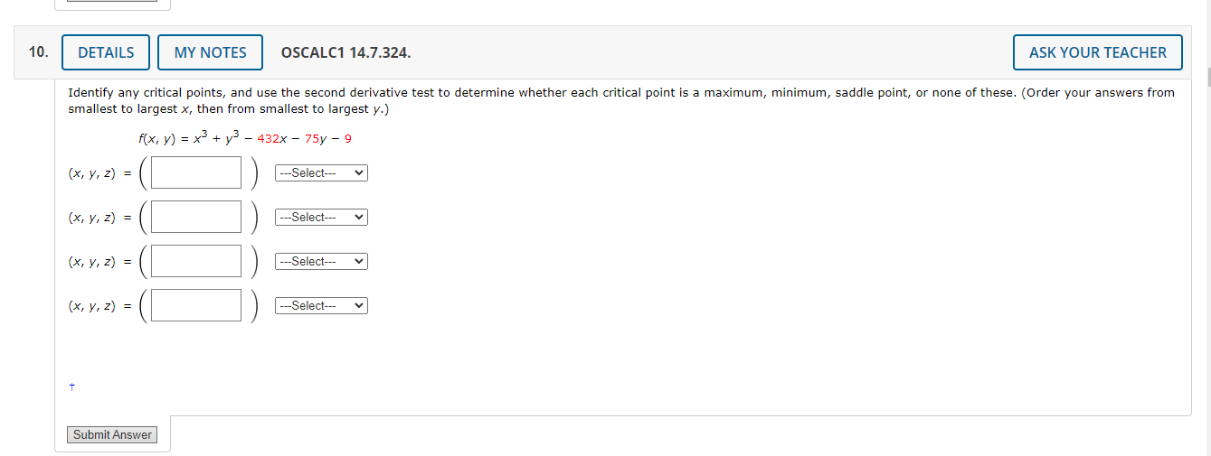 Solved ﻿OSCALC1 14.7.324. ﻿smallest to largest x, ﻿then | Chegg.com