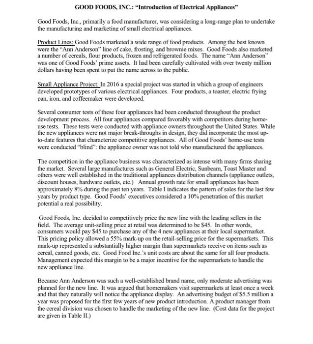 Solved Good Foods, Inc., primarily a food manufacturer, was | Chegg.com