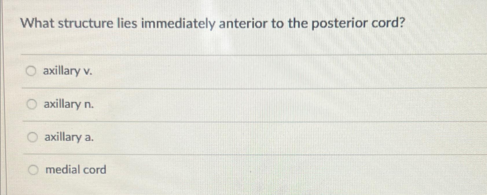 Solved What structure lies immediately anterior to the | Chegg.com