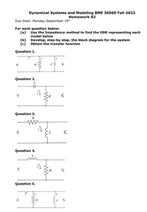 Solved Dynamical Systems and Modeling BME 30500 Fall 2022 | Chegg.com