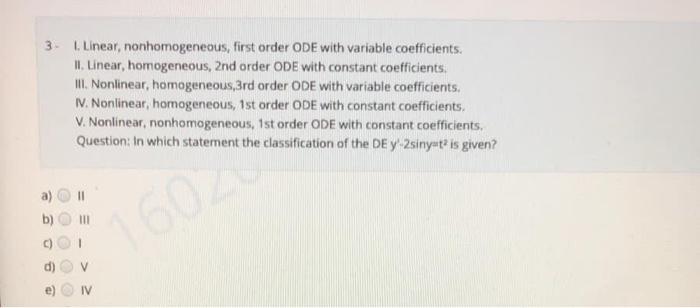 Solved 3. Linear, nonhomogeneous, first order ODE with | Chegg.com