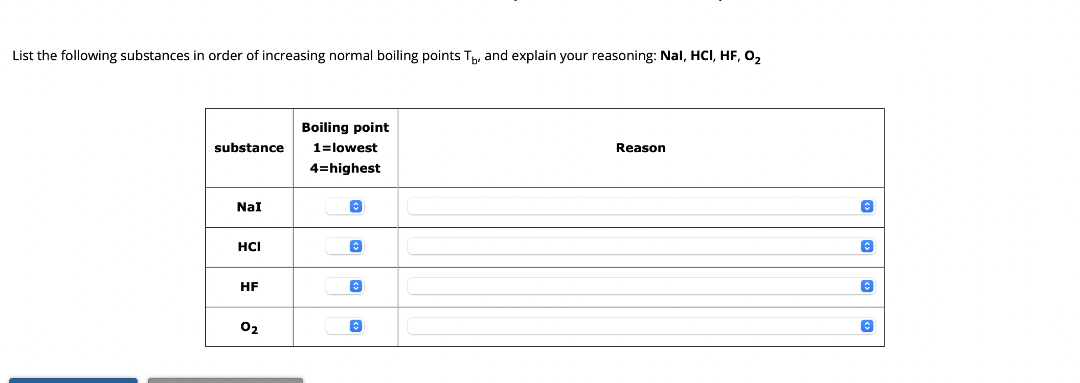 Solved List the following substances in order of increasing | Chegg.com