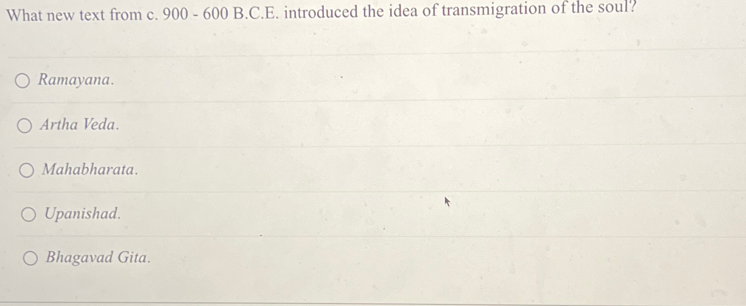 Solved What new text from c. 900 - 600 ﻿B.C.E. ﻿introduced | Chegg.com
