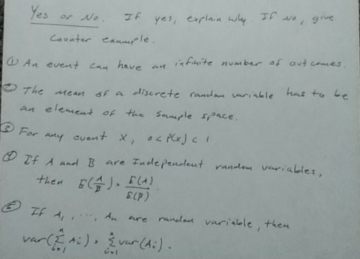 Solved This is a yes or no question. If yes, explain why. If | Chegg.com