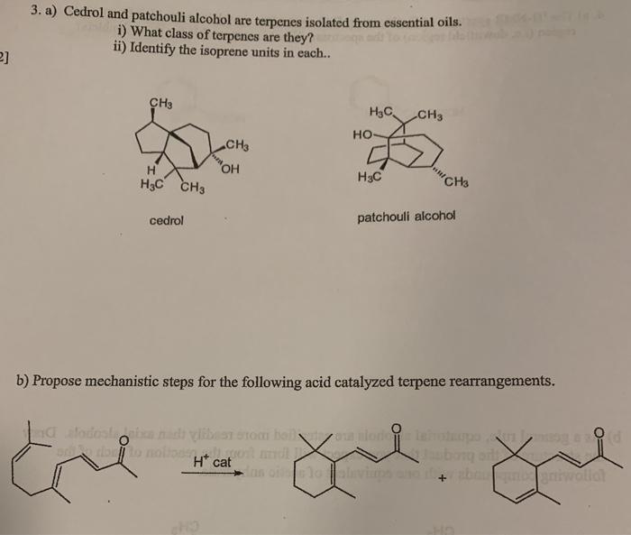 Solved 3. a) Cedrol and patchouli alcohol are terpenes | Chegg.com