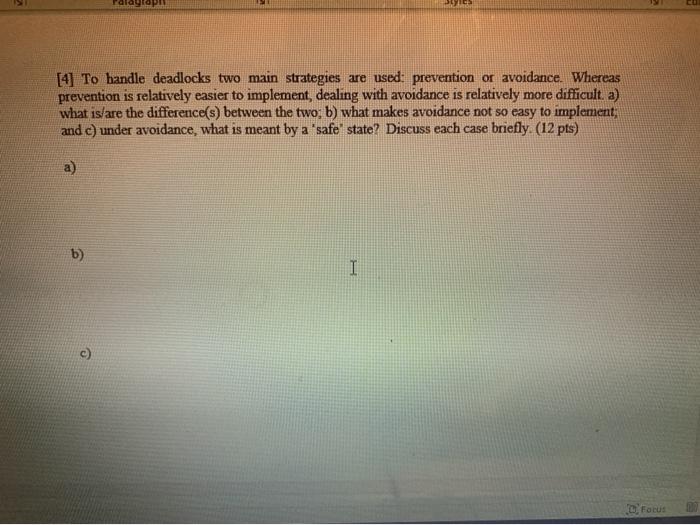 Solved dlagtop [4] To handle deadlocks two main strategies | Chegg.com