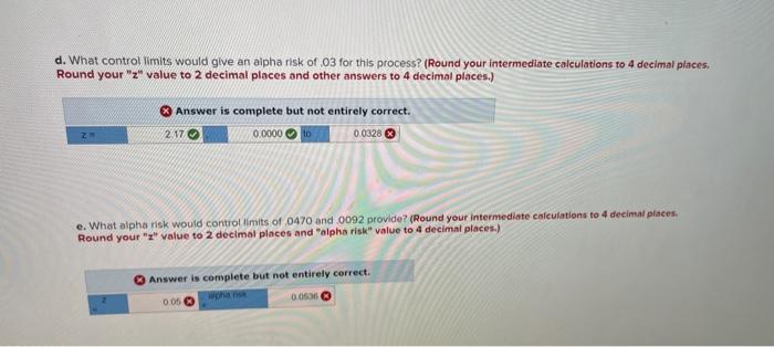 d. What control Mimits would give an alpha risk of | Chegg.com