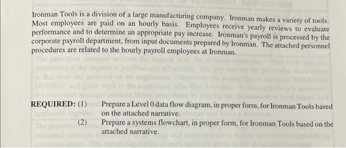 Solved Ironman Tools is a division of a large manufacturing | Chegg.com