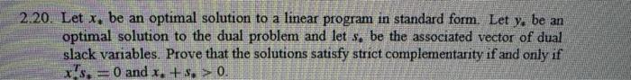 Solved 2.20. Let x∗ be an optimal solution to a linear | Chegg.com