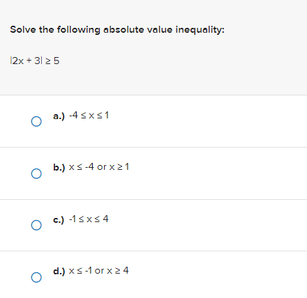 Solved Solve the following absolute value | Chegg.com