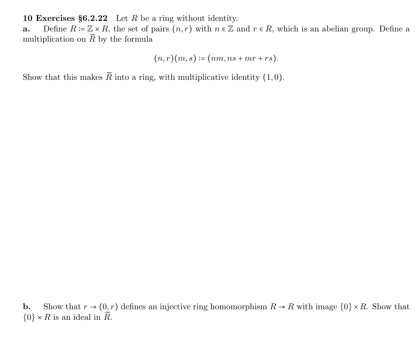 Solved 10 ﻿Exercises §6.2.22 ﻿Let R ﻿be a ring without | Chegg.com