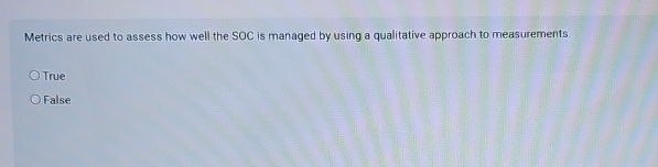 Solved Metrics are used to assess how well the SOC is | Chegg.com