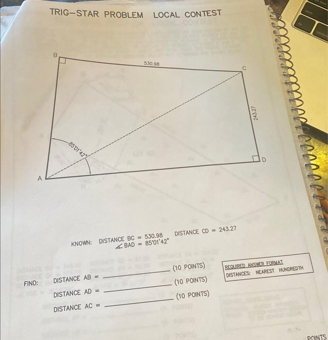 Solved TRIG-STAR PROBLEM LOCAL CONTEST KNOWN: DISTANCE | Chegg.com