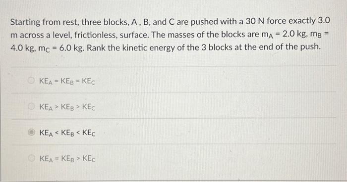 Solved Starting from rest, three blocks, A,B, and C are | Chegg.com