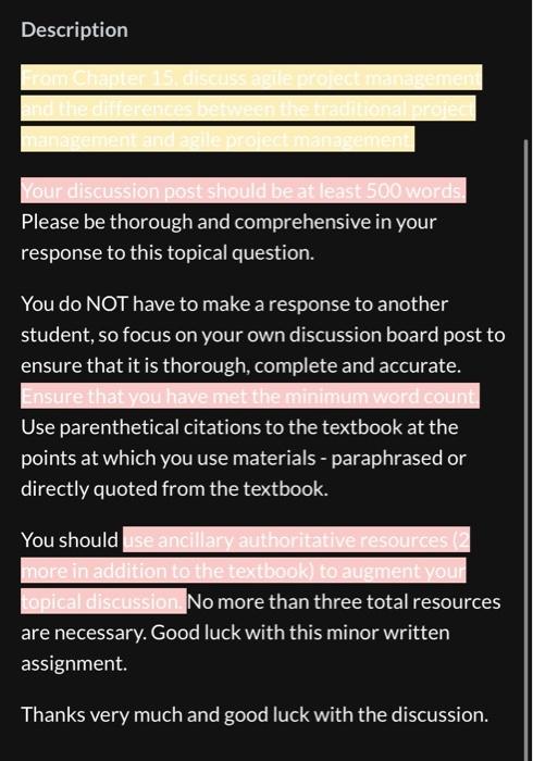Solved From Chapter 15, discuss agile project management and | Chegg.com