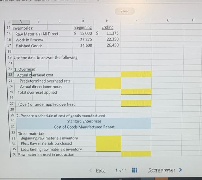 Solved 1. Calculate and dispose of overapplied or | Chegg.com
