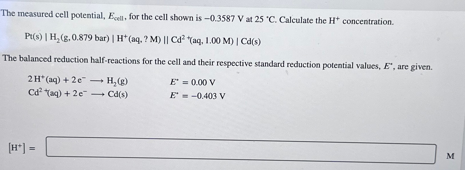 Solved The Measured Cell Potential Ecell ﻿for The Cell
