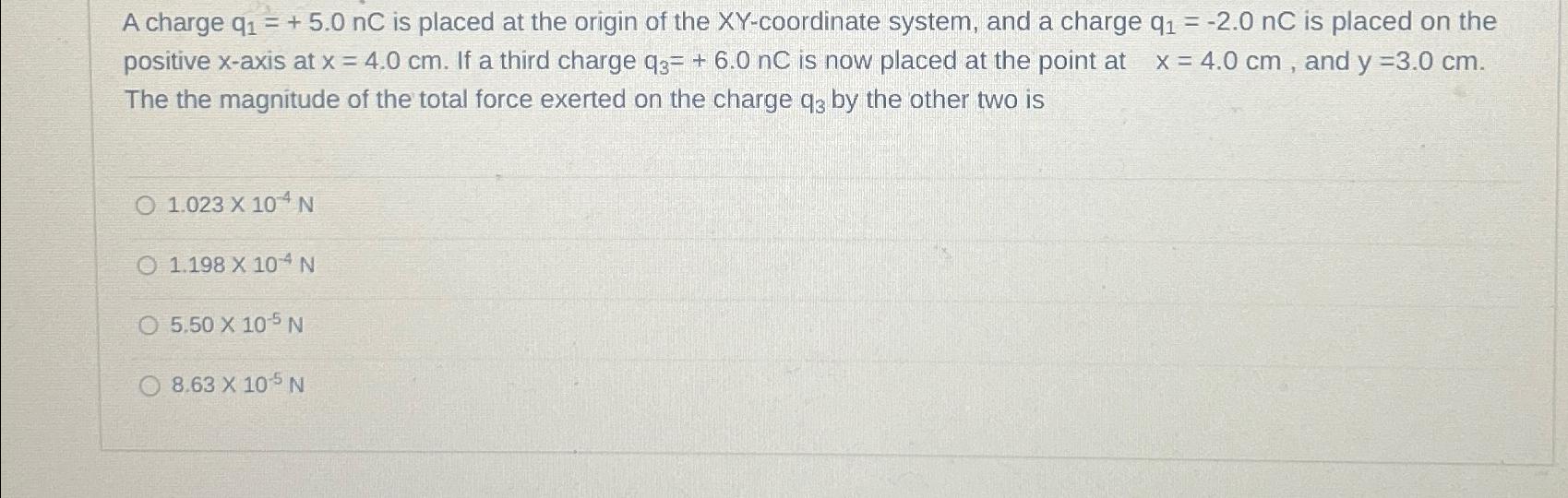 Solved A charge q_(1)=+5.0nC is placed at the origin of the | Chegg.com