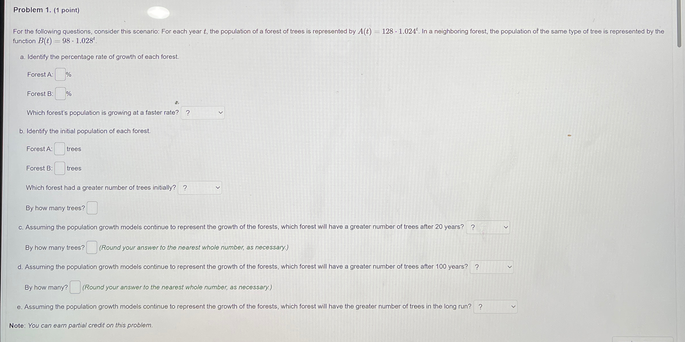 Solved Problem 1. (1 ﻿point) ﻿function B(t)=98*1.028t.a. | Chegg.com