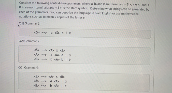 Solved Consider the following context-free grammars, where | Chegg.com