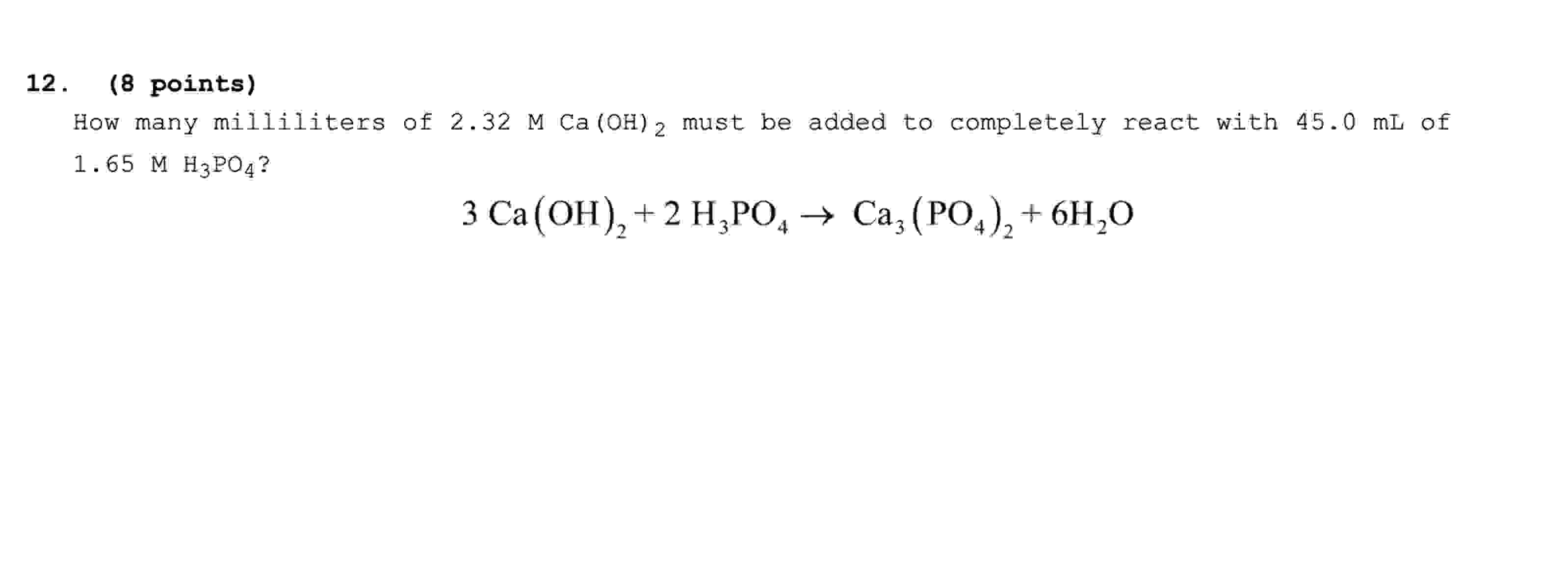 Solved How many milliliters of 2.32 ﻿M Ca(OH)2 ﻿must be | Chegg.com