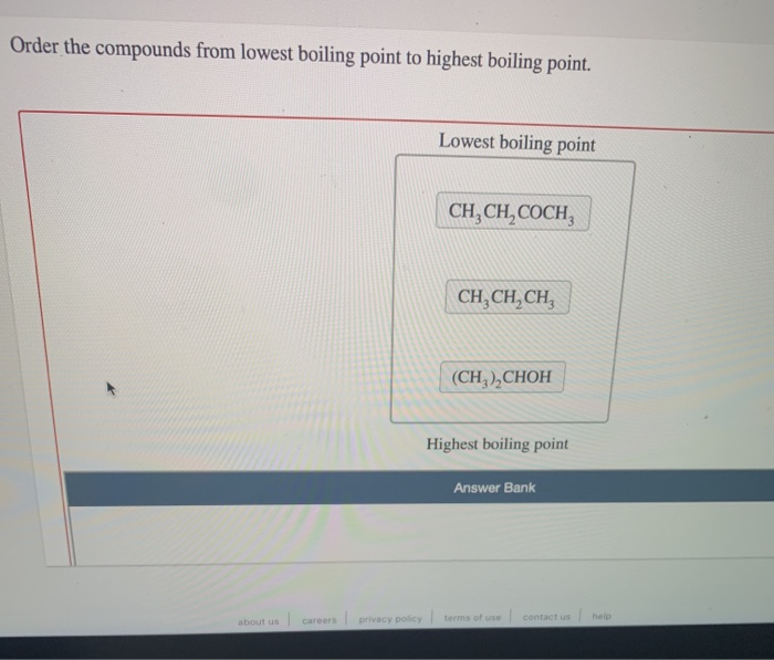 Solved Order the compounds from lowest boiling point to | Chegg.com