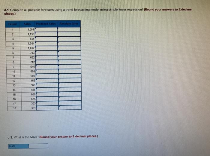 Solved Using the time series data in the table, respond to | Chegg.com