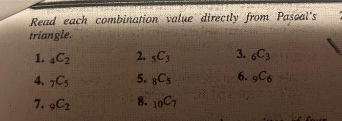 Solved Read each combination value directly from Pascal's | Chegg.com