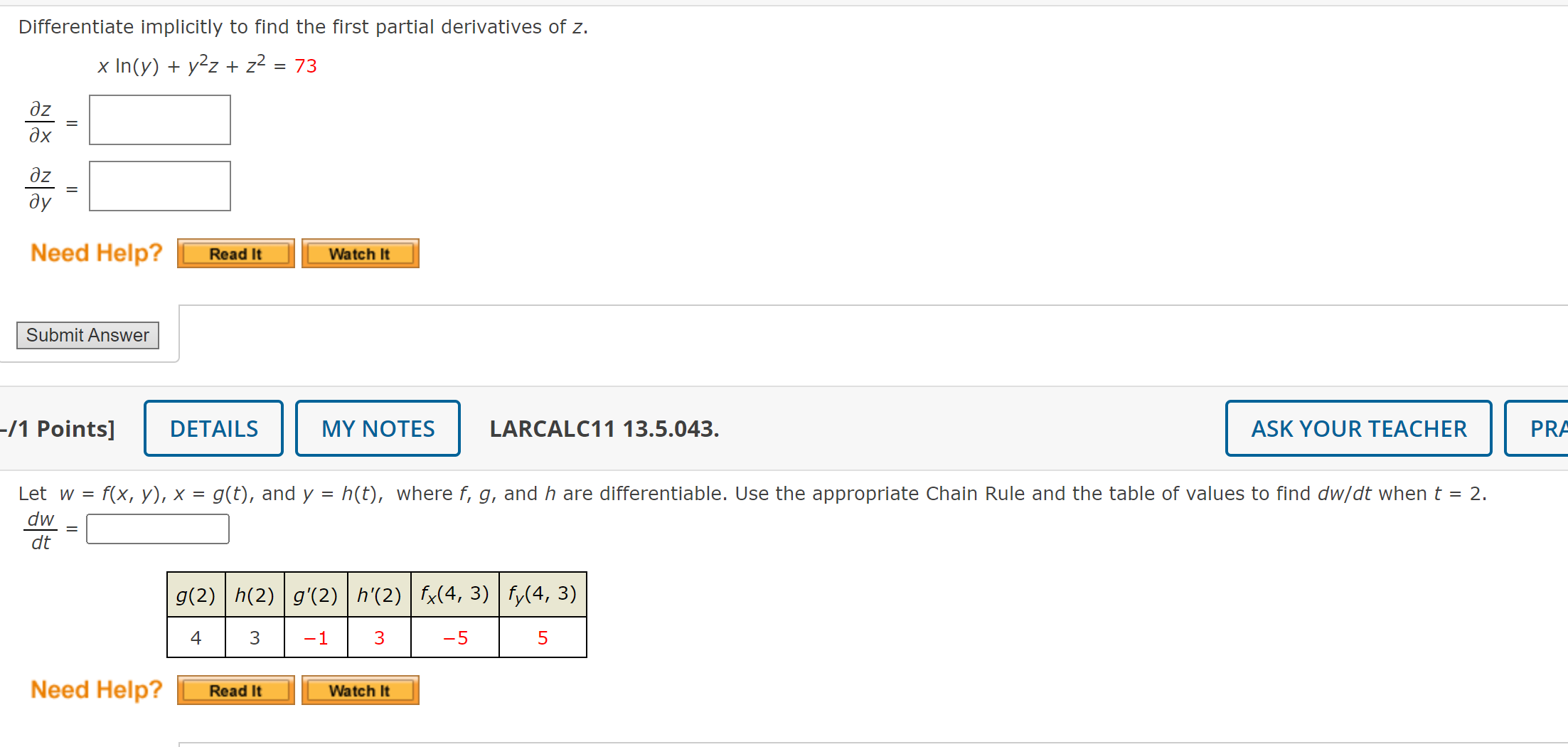 Solved Differentiate implicitly to find the first partial | Chegg.com