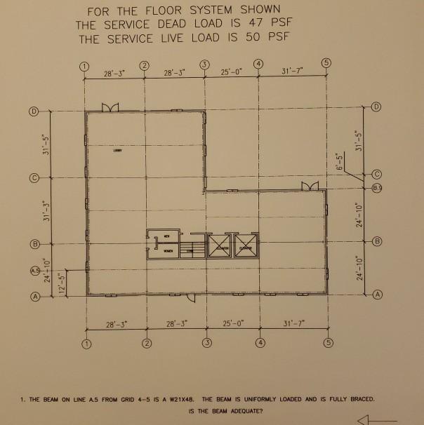 Solved FOR THE FLOOR SYSTEM SHOWN THE SERVICE DEAD LOAD IS | Chegg.com