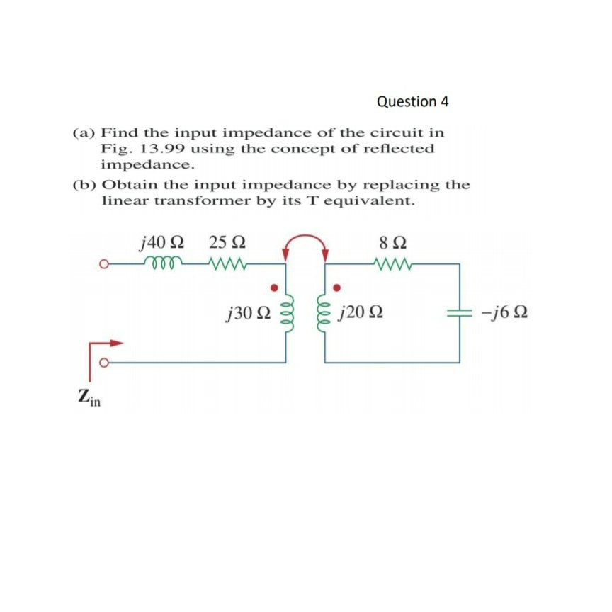 Solved Question 4 (a) Find the input impedance of the | Chegg.com