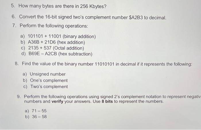 Solved 7. Perform the following operations: a) 101101+11001 | Chegg.com