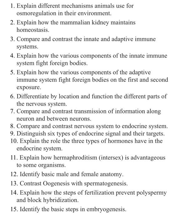 Solved 1. Explain different mechanisms animals use for | Chegg.com