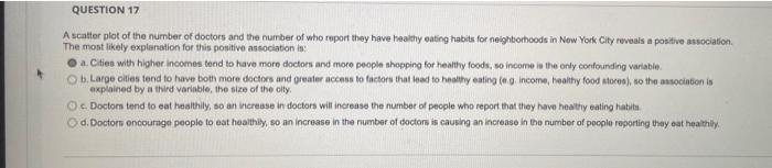 QUESTION 17 Astrober of doctors and the number of | Chegg.com