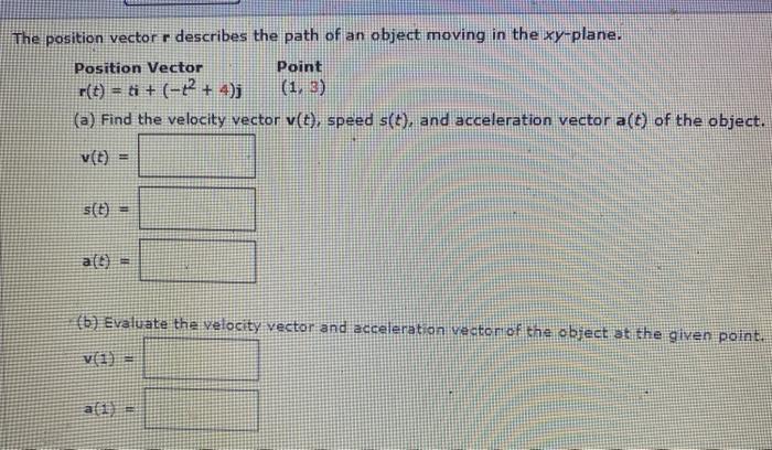 Solved The position vector r describes the path of an object | Chegg.com