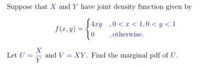 Solved Suppose that X and Y have joint density function | Chegg.com