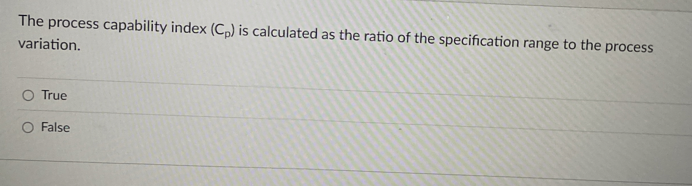 Solved The process capability index (Cp) ﻿is calculated as | Chegg.com