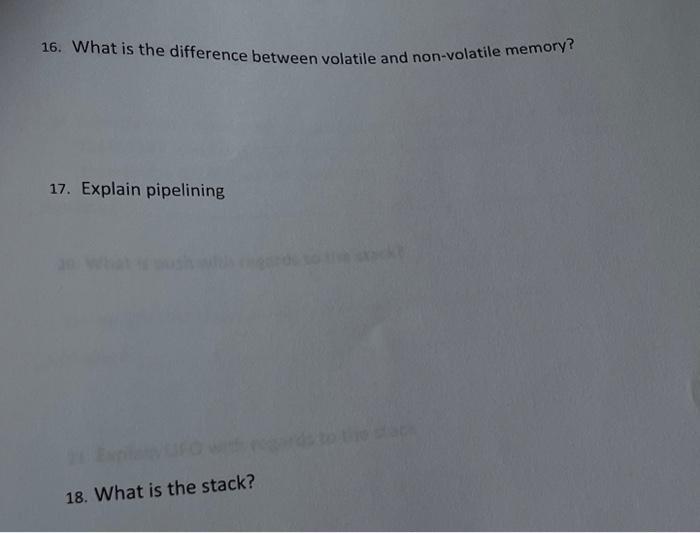 Solved 16. What is the difference between volatile and | Chegg.com