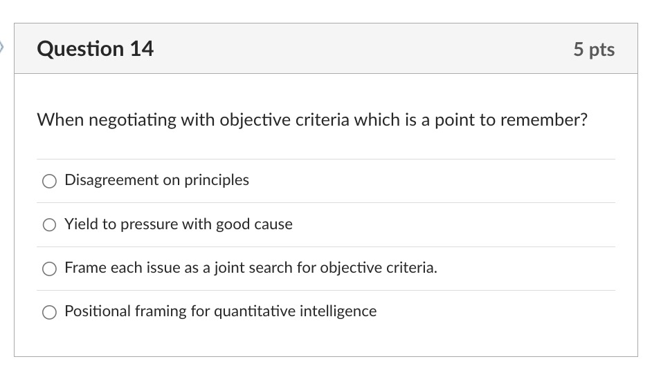 Solved Question 145 ﻿ptsWhen negotiating with objective | Chegg.com