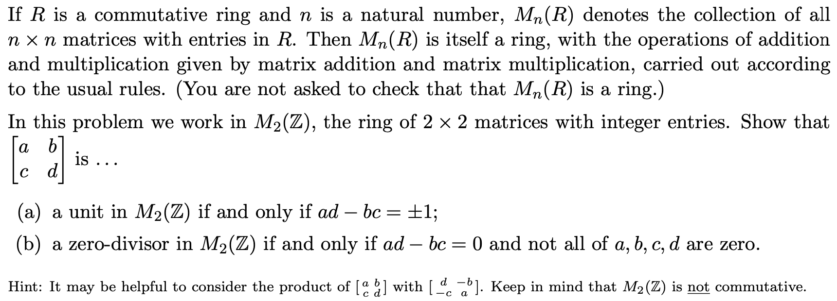 If R is ﻿a commutative ring and n is ﻿a natural | Chegg.com